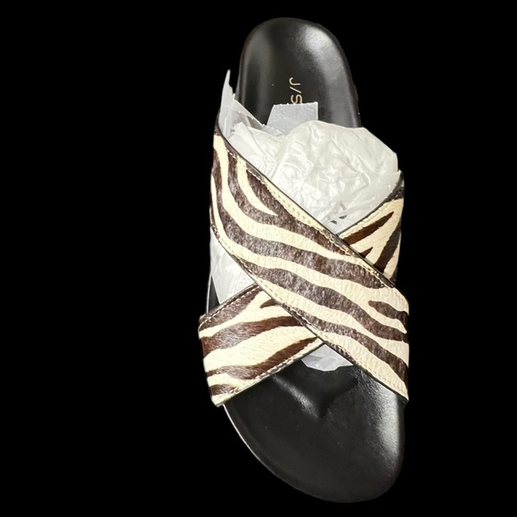 J Slides | Shoes | Jslides Nova Zebra Print Pony Hair Slides | Poshmark